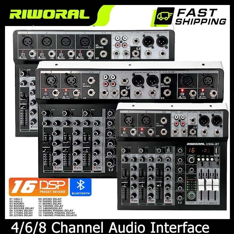 Audio mixer 4-channel audio interface Bluetooth recording USB Mp3 ...