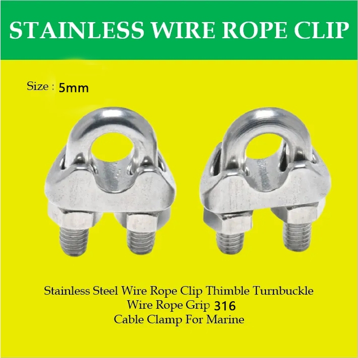 8pcs316 Stainless Steel Wire Rope Clip thimble turnbuckle Wire Rope ...