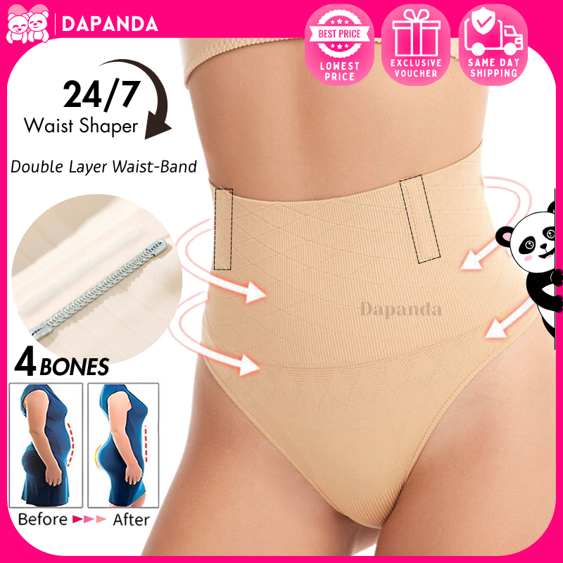 DAPANDA Seamless Woman Thong Panty Double thickness Waistband 4-bone Unti-rolling Daily ...