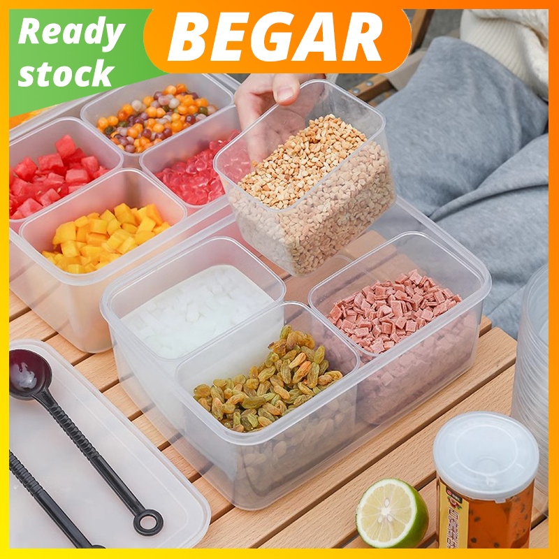 Divided Veggie Tray with Lid Stackable 4 Food Storage Boxes for ...