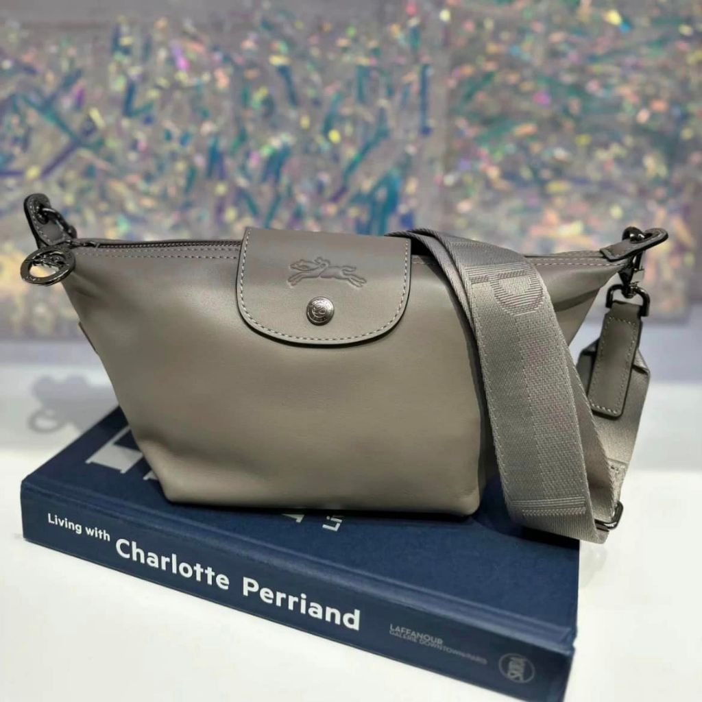 LONGCHAMP LEATHER SLINGBAG - GRAY | Shopee Philippines