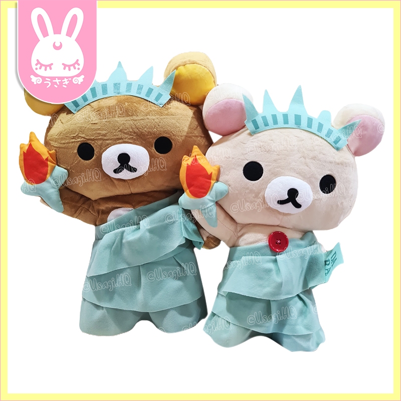 San-X Rilakkuma & Korilakkuma NY Statue of Liberty Jumbo Plush Toy PAIR ...