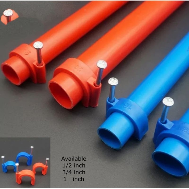PVC PIPE Clamp ORange and Blue 1/2 and 3/4 and 1(25 pcs/50pcs) | Shopee ...