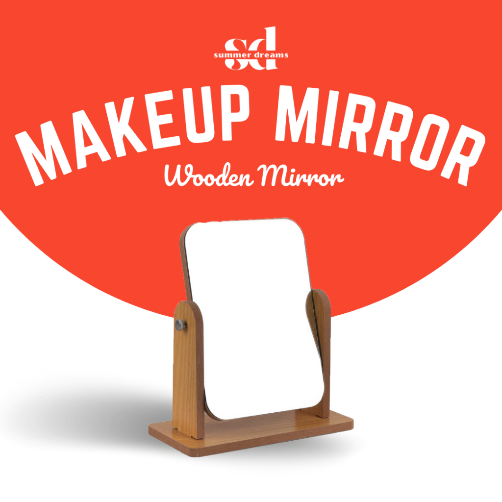 Wooden Mirror 360 Degree Portable Adjustable Table Desk Mirror | Shopee ...