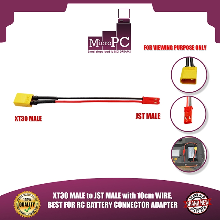 MICRO PC XT30 MALE to JST MALE with 10cm WIRE, BEST FOR RC BATTERY ...
