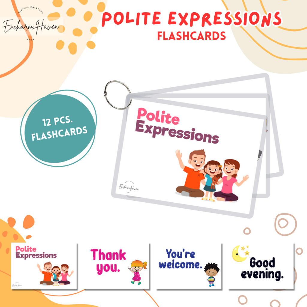 'POLITE EXPRESSIONS' Fully Laminated Educational Flashcards [12 pcs ...