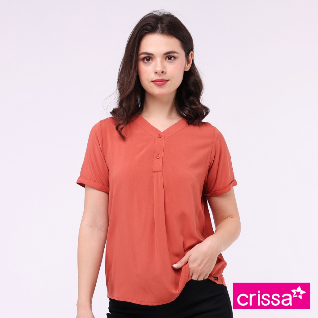 Crissa Woven Plain Rayon Short Sleeves Blouse CSFT18-0313 | Shopee ...