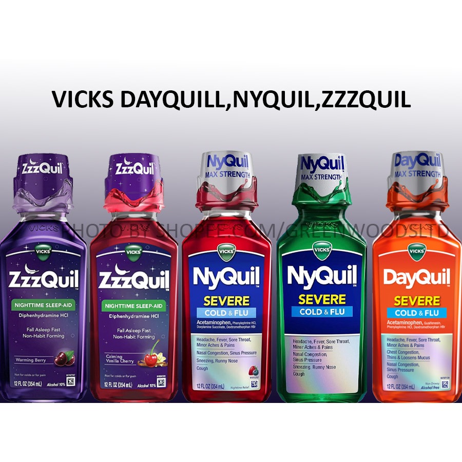 Vicks ZzzQuil,DayQuil and Nyquil Cold & Flu 12oz gws31207 | Shopee ...