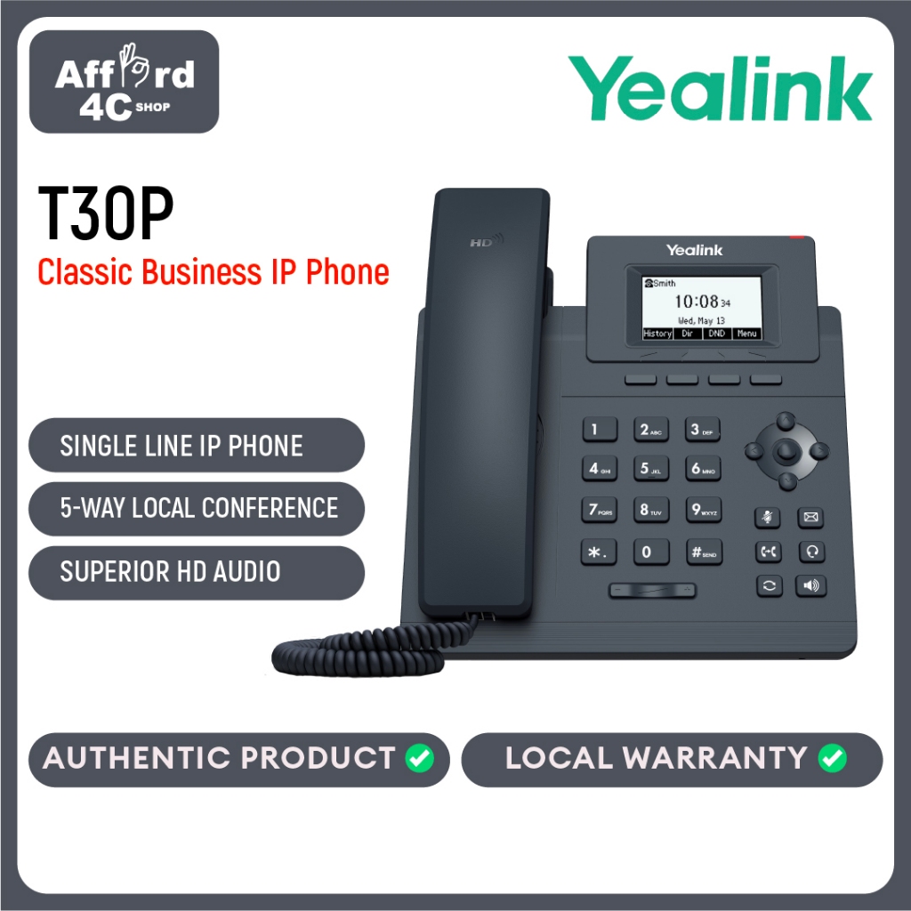 Yealink SIP- T30P Entry-level IP Phone with 1 Line | Shopee Philippines
