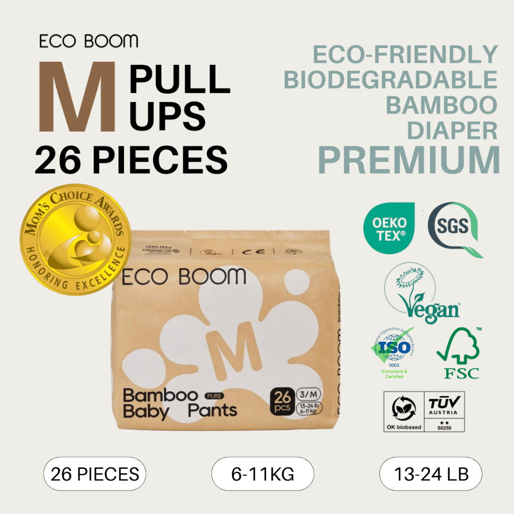 ECO BOOM MEDIUM Pull Ups Biodegradable Bamboo Diapers 26 pcs | Shopee ...