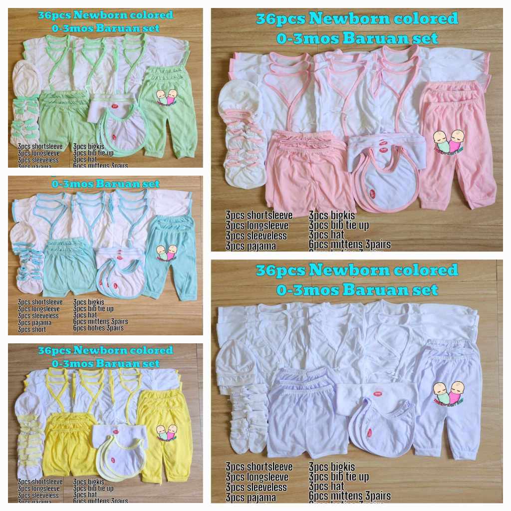 36 pcs Affordable Colored Newborn Baby Baru-Baruan Set | Shopee Philippines