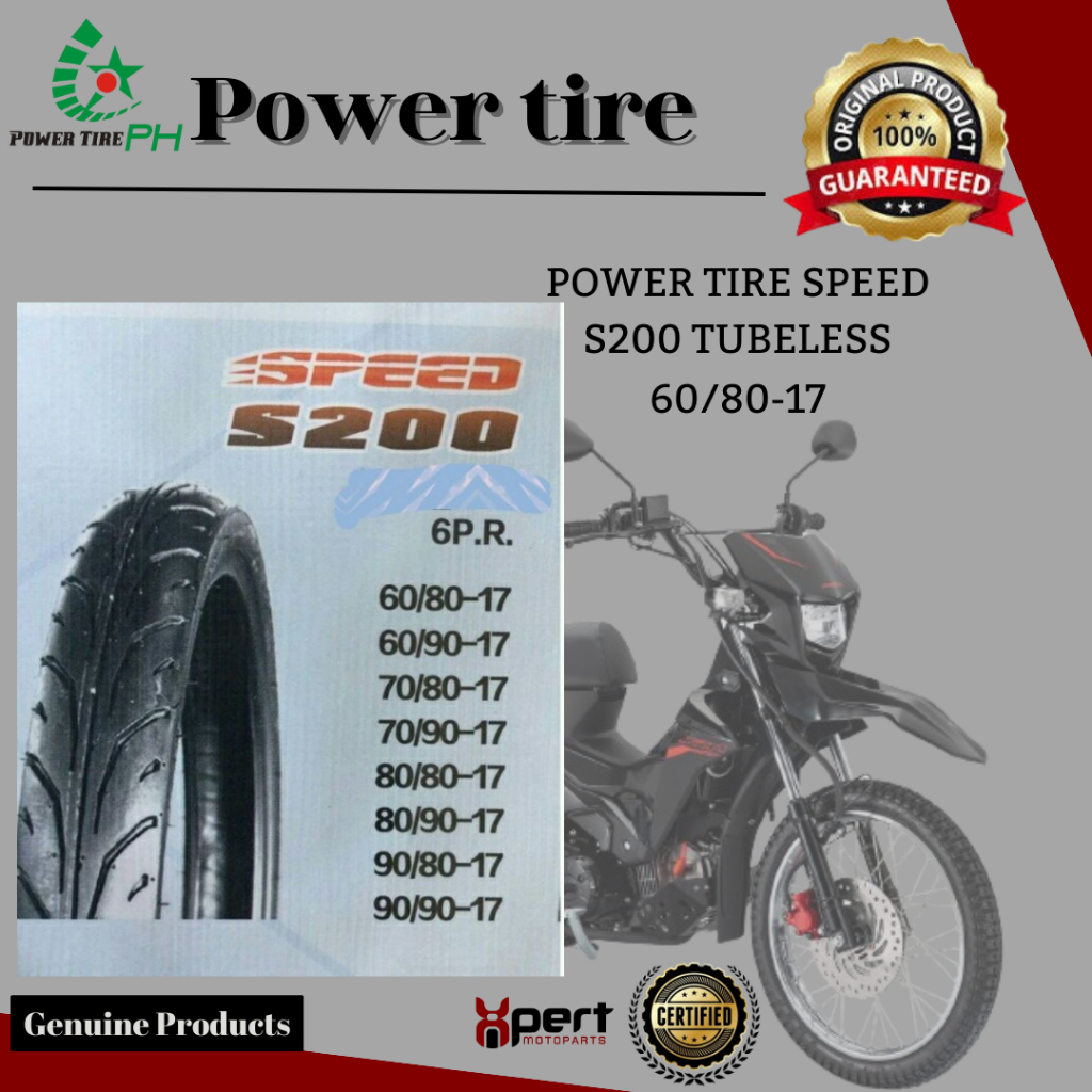 POWER TIRE S200 SPEED TUBELESS 60 / 80 X 17 (WITH FREE TIRE KEYCHAIN ...