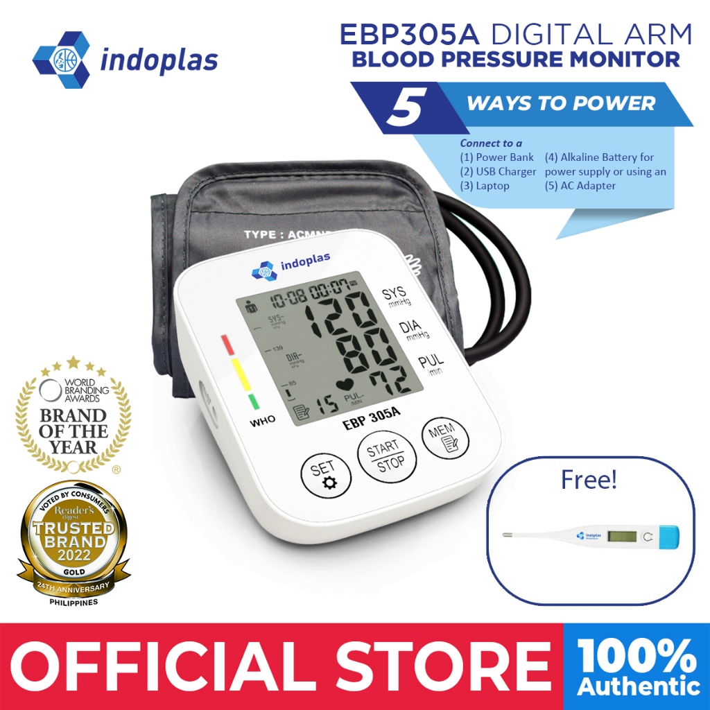 Indoplas Powered Automatic Blood Pressure Monitor EBP305A - FREE ...