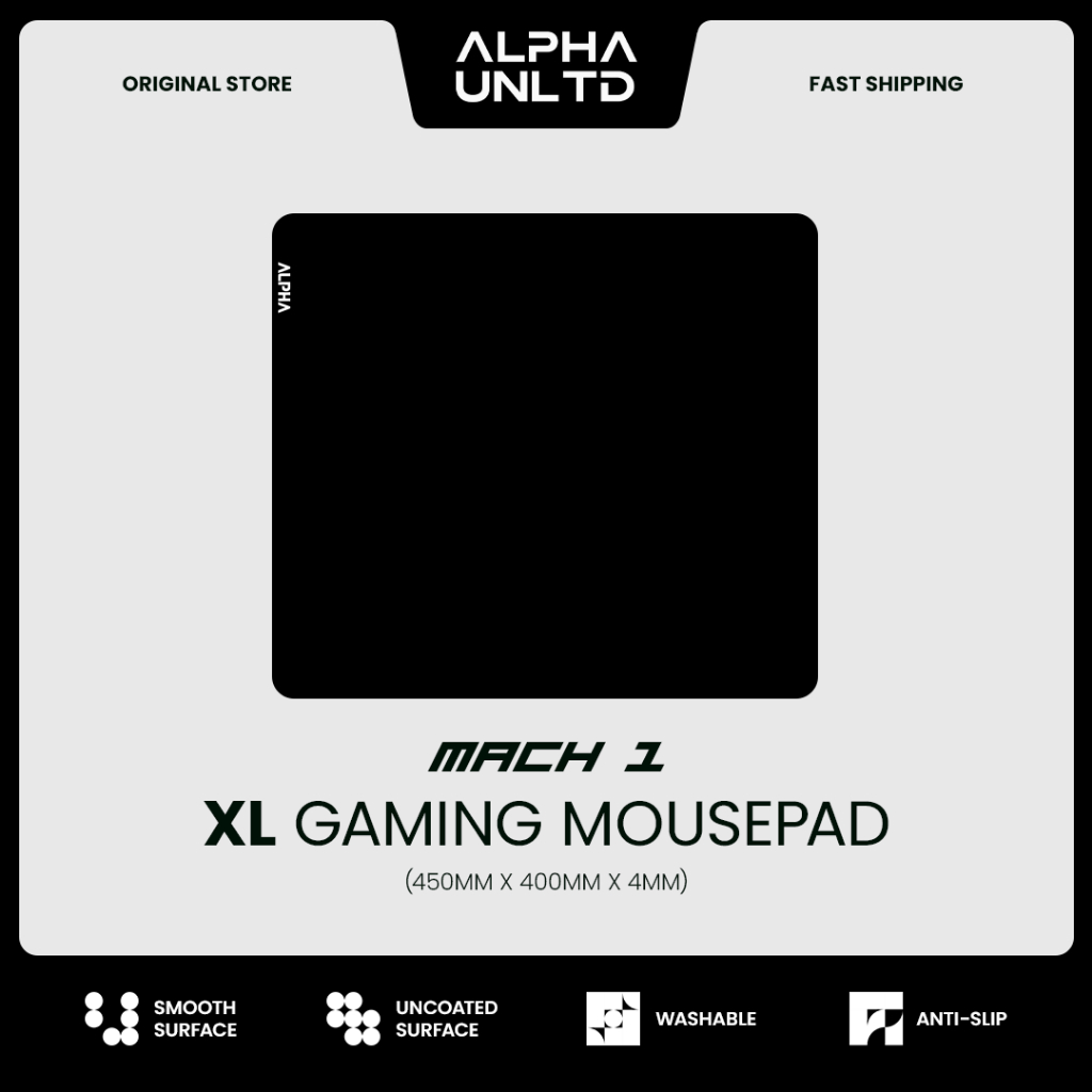 Alpha Unltd Gaming Mousepad XL | MACH 1 | (450x400x4mm) | Smooth surface | | Shopee Philippines