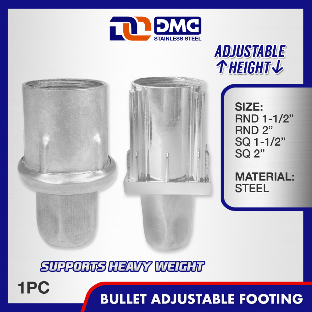 1PC Adjustable Footing Steel Bullet Footing Steel Round Tube Square ...