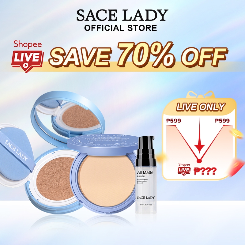 SACE LADY Makeup Set Oil Control Matte Face Powder Natural BB Cushion ...