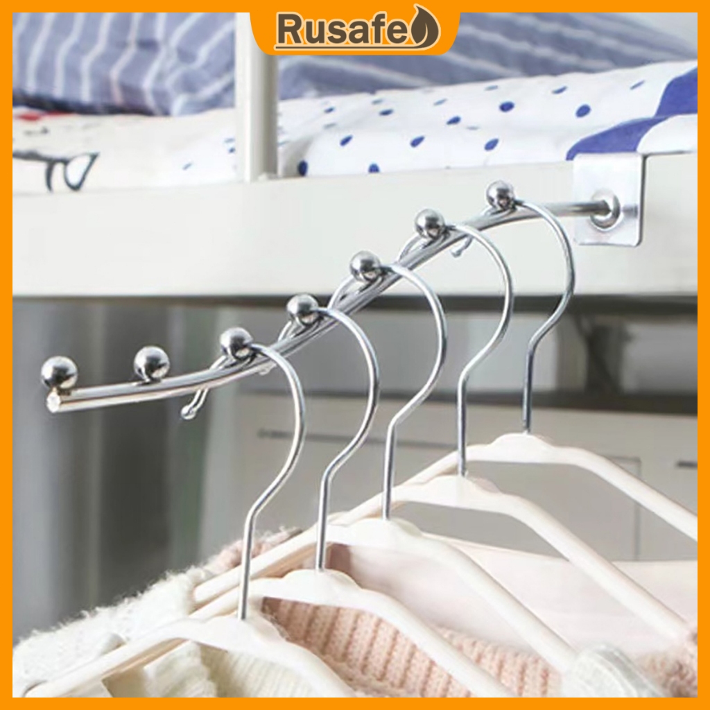7 Ball Square Tube Bead Wall Hangers Hook Iron Simple Drying Rack Multi ...