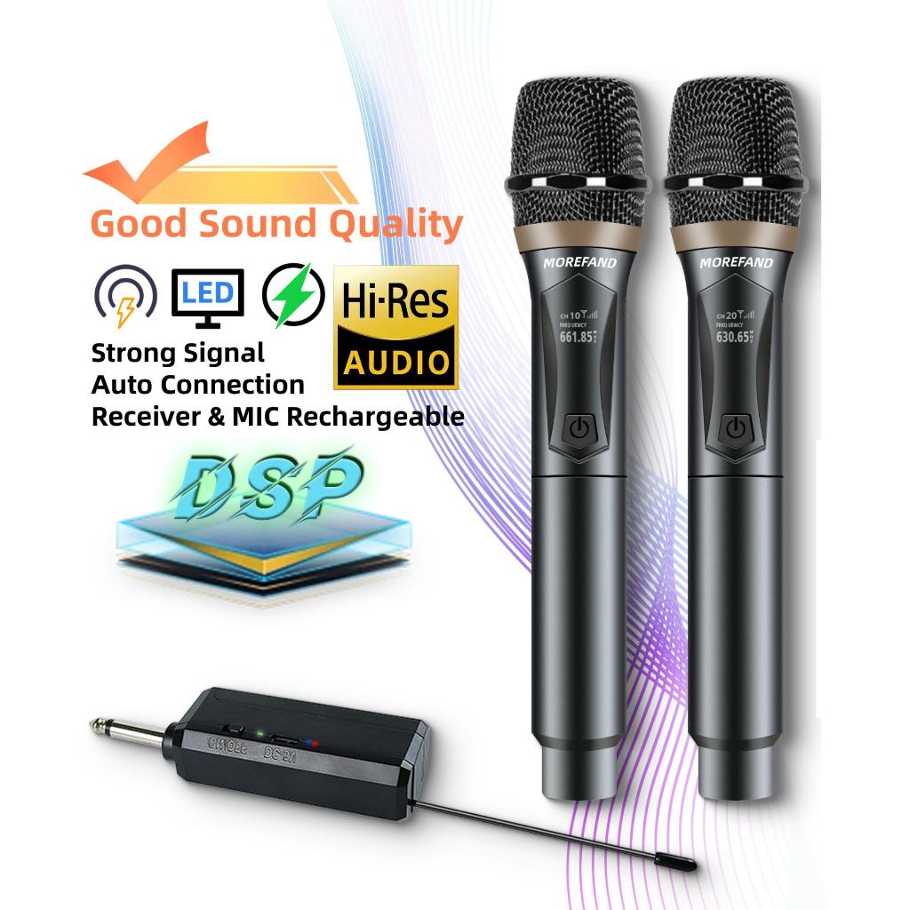 Wireless Microphone videoke set karaoke UHF charging microphone 1280mA ...
