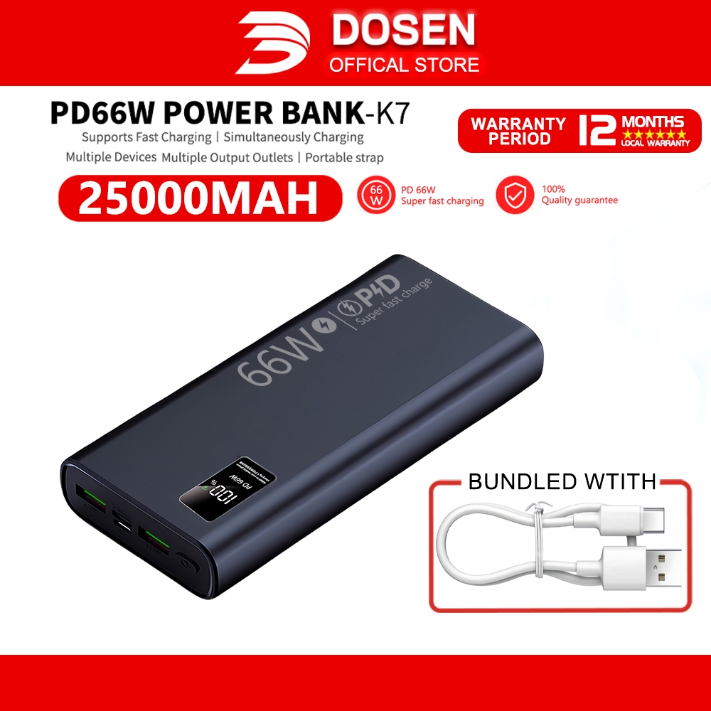 DOSEN Original PowerBank Fast Charging PD66W 80000MAH output Fast Charge High Capacity 10000MAH ...