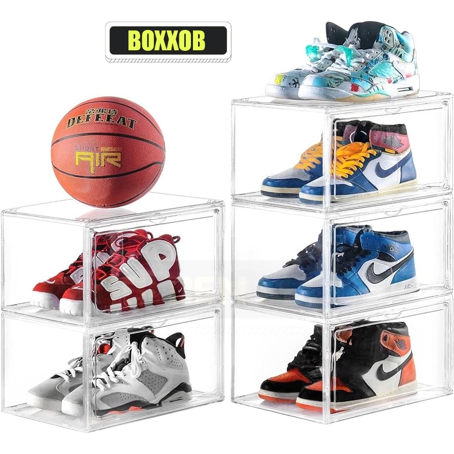 High quility transprent acrylic shoe box side drop frong drop magnetic ...