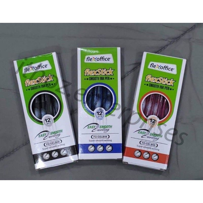 Flex stick Ballpen 0.7/ 0.5mm 12pcs (Black , Blue, Red, Green) | Shopee ...