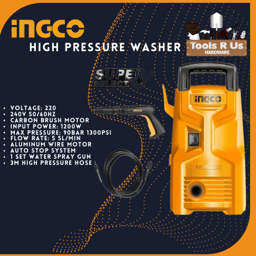 INGCO HIGH PRESSURE WASHER 1200W HPWR12008P | POWERTOOLS | MERVILLE | Shopee Philippines