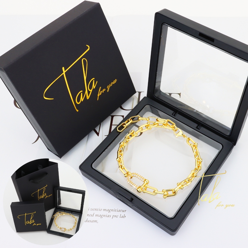 Tala for you 18K Gold U Shape Pin Link Chain Bracelet With Free Box ...