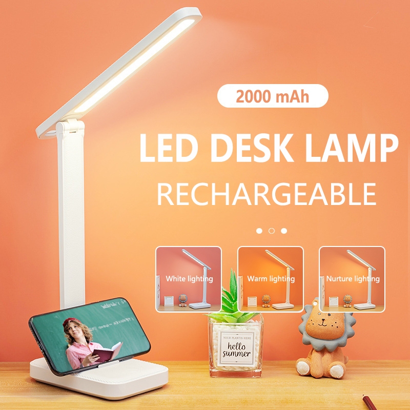 LED Rechargeable Study Lamp Shade Bedroom Desk Lamp Portable Reading ...