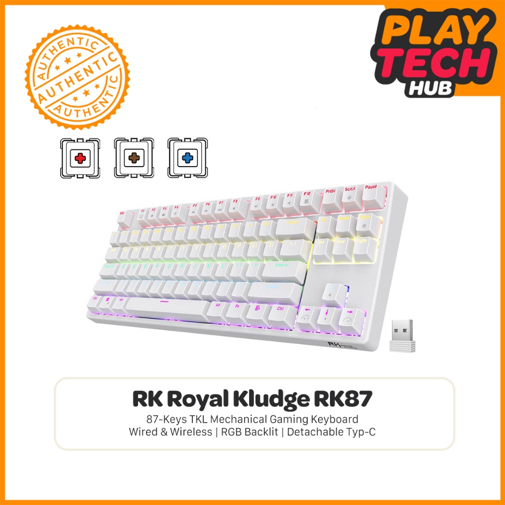 RK Royal Kludge RK87 Tri-Mode 87-Keys TKL Mechanical Gaming Keyboard ...