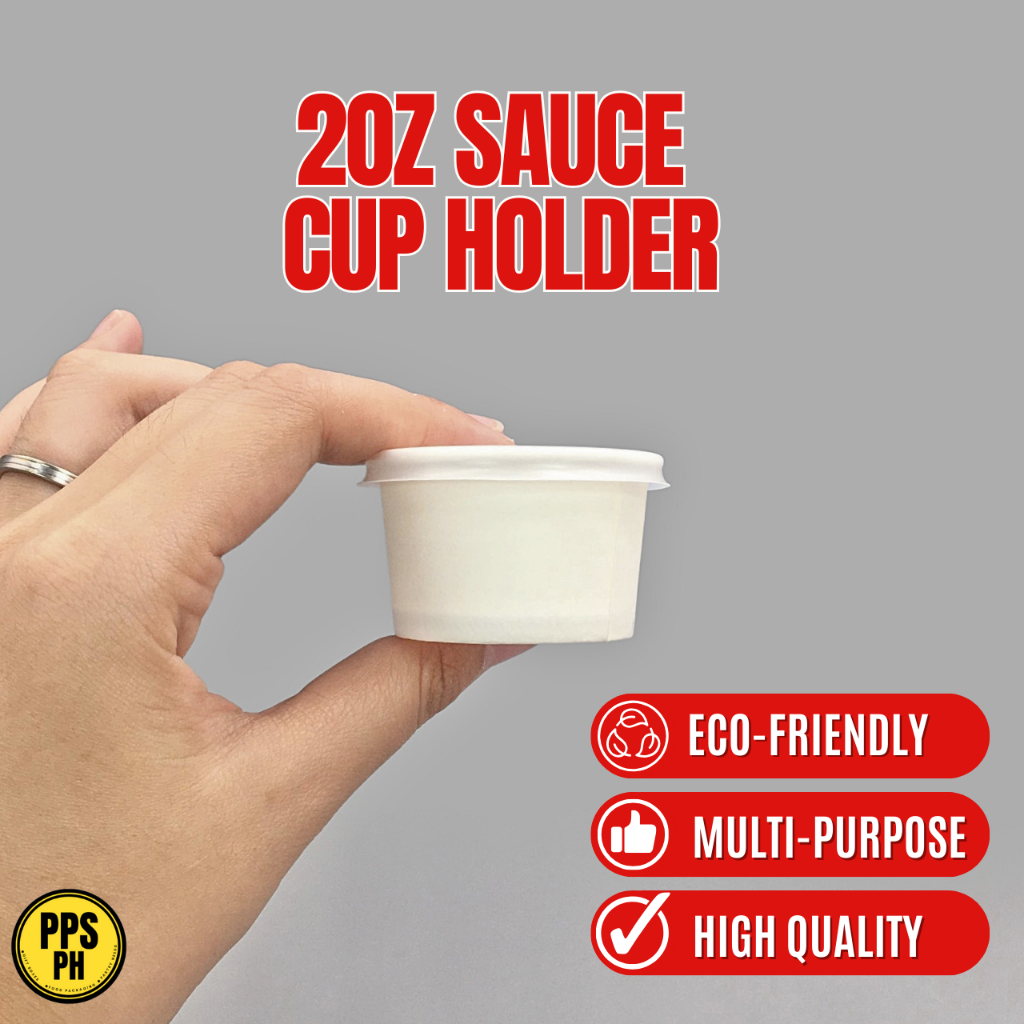 50pcs/100pcs 2oz Disposable White Paper Sauce Cup with Plastic Lid ...