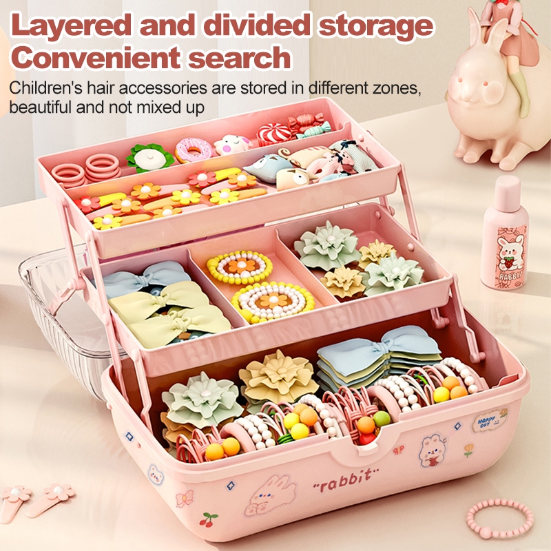 Korean Style Practical Hair Jewelry Organizer 3 Layers Storage Box ...