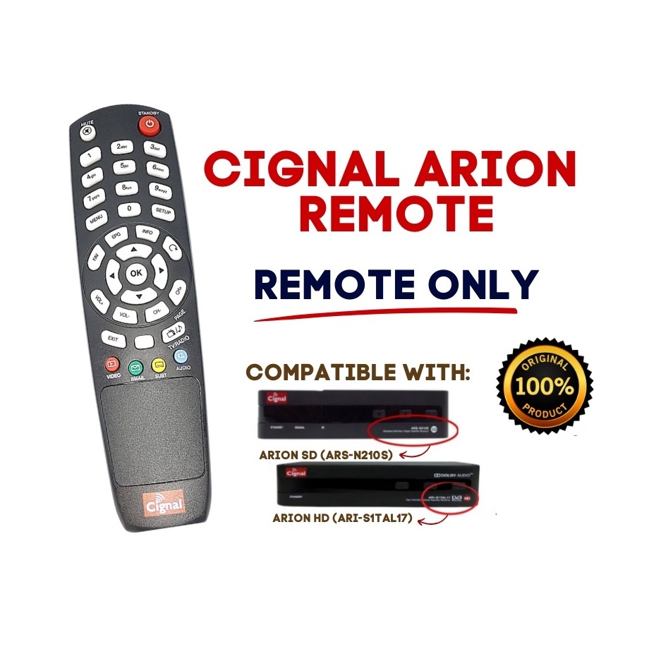 PinSan ORIGINAL Replacement Cignal Remote Control for Cignal Arion (HD ...