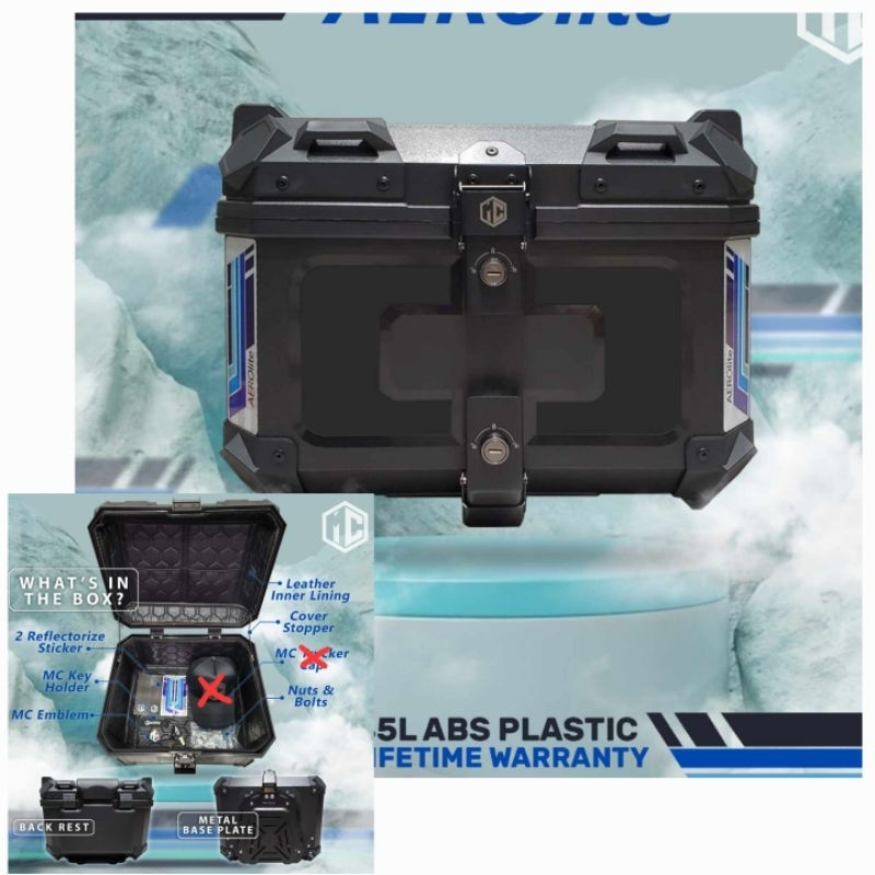 A2Moto NIWRA F2 Raptor ABS HARD PLASTIC Top Box HNJ MC Duhan ALLOY Base ...