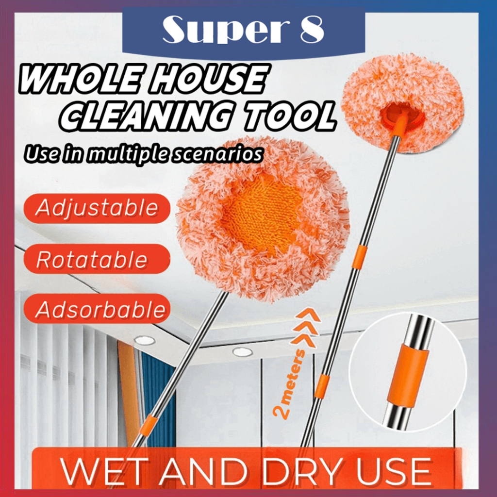 Cleaning mop with extendable long handle 360° Rotatable window cleaning ...