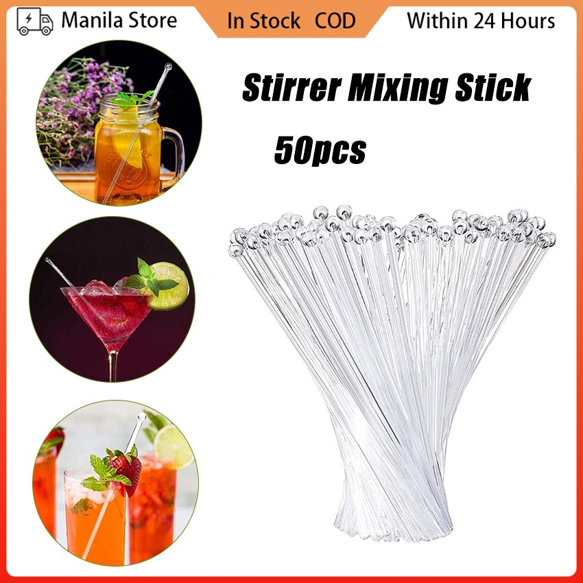 50pcs Plastic Stirring Mixing Sticks Transparent Milk Tea Cocktail ...