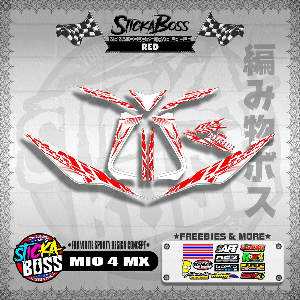 MIO 4 MX DECALS ( FOR WHITE SPORTY DESIGN CONCEPT )【WITH FREEBIES ...