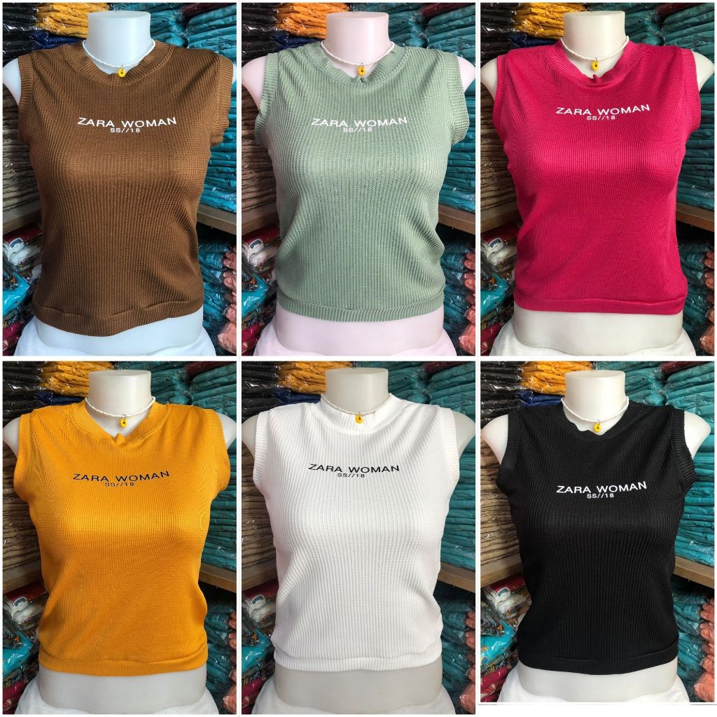 Via Round Neck Waffle Sando Top for Ladies | Shopee Philippines