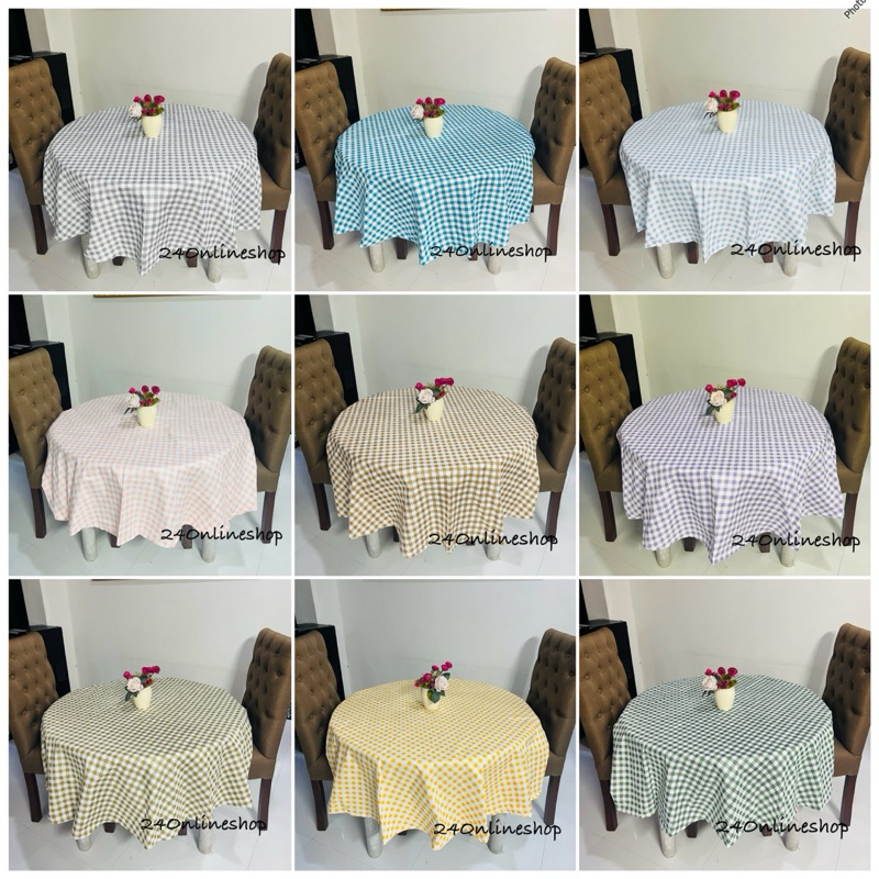 Gingham Round Table Cloth - Checkered Table cover makapal | Shopee ...