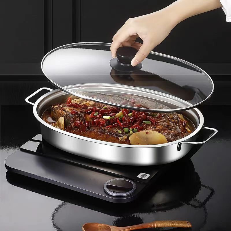 Stainless steel grilled fish plate with lid suitable for restaurant ...