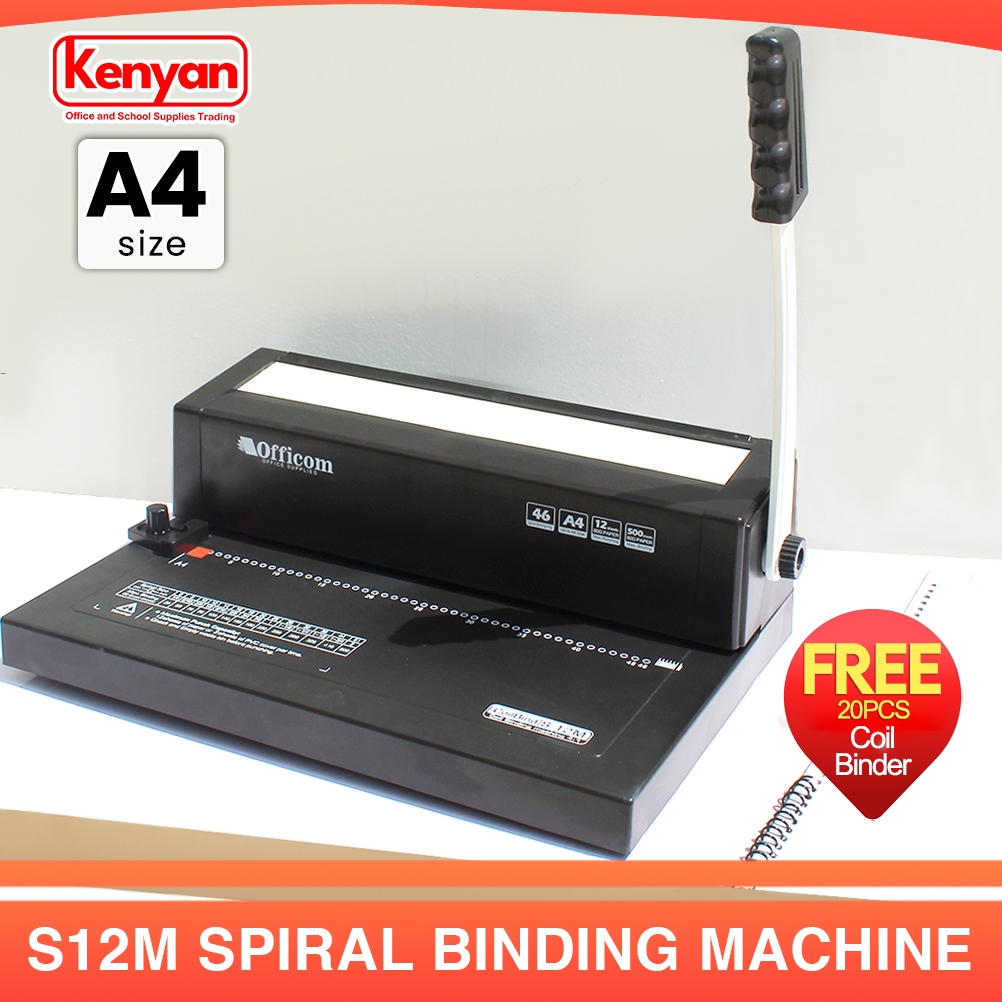 Spiral Binding Machine S12M size A4, 46 Holes Heavy Duty Officom (12sheets Punched) | Shopee ...