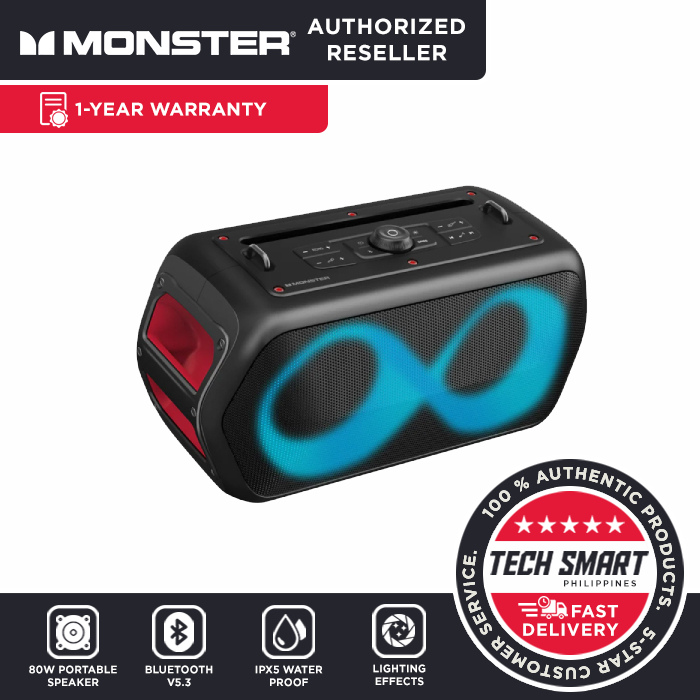 Monster MusicBox Go Portable Bluetooth Speaker with 2 Microphones, LED ...