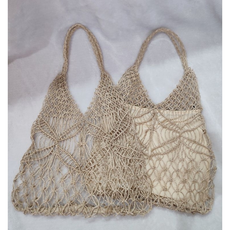 Andrea Macrame Abaca Beach Tote Net Bag/ Boho Abaca Net Bag | Shopee ...