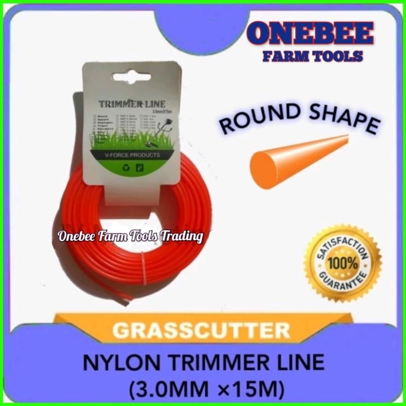 NYLON TRIMMER LINE 3.0mm x 15m Round Orange ( Tansi) FOR 2-STROKE & 4-STROKE GRASSCUTTER ...