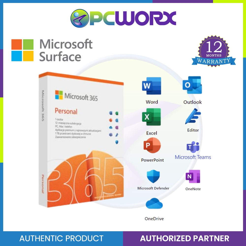 Microsoft QQ2-01398 M365 Personal English APAC EM Subscr 1YR Medialess ...