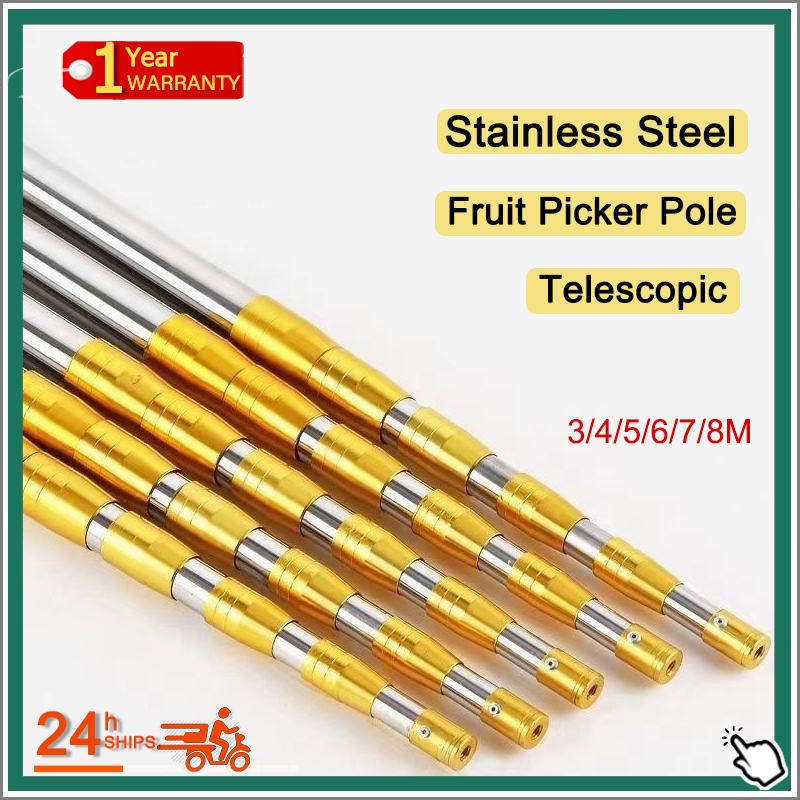 4-10M Fruit Picker Long Pole Stainless Steel Highaltitude Fruit Picking ...