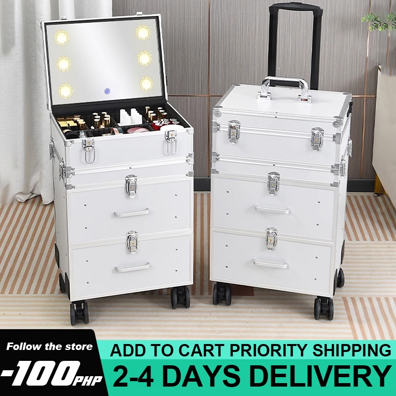 New professional makeup box makeup trolley with light and mirror multi ...