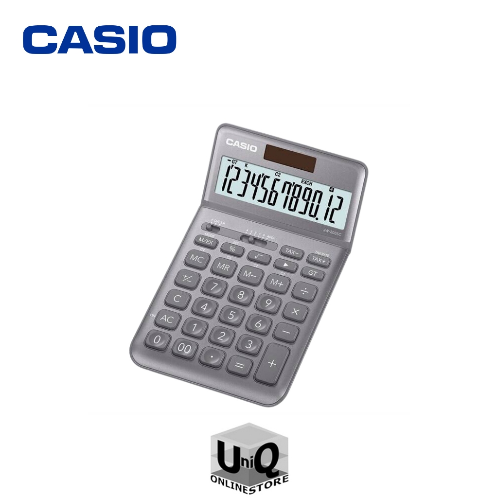 Casio JW-200SC-GY Stylish Calculator (Gray), Compact Desk Type ...