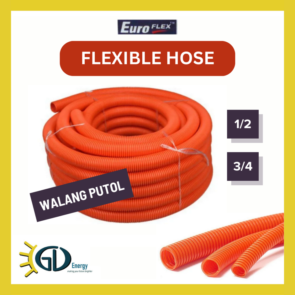 Euroflex ORANGE Electrical Flexible Hose PVC (1/2 and 3/4) PER METER | Shopee Philippines