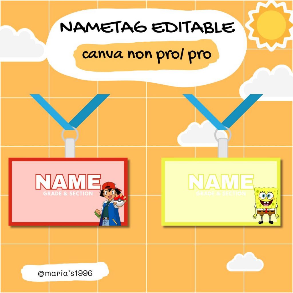 Customized Name Plate for Kids (BACK TO BACK PRINT WITH FREE LACE ...