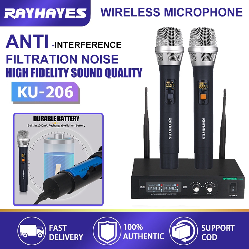 RAYHAYES Professional Wireless Microphone Rechargeable Dynamic ...
